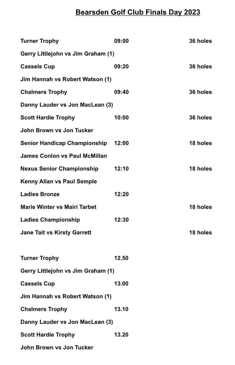 BGC – Finals Day – 5th August 2023 – Bearsden Golf Club